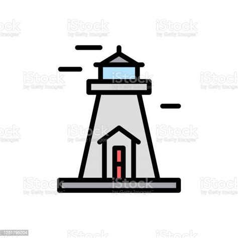 건축과 도시 등대 아이콘 Ui 및 Ux 웹 사이트 또는 모바일 응용 프로그램에 대한 파로스 아이콘의 윤곽 벡터 요소와 간단한 색상 0명에 대한 스톡 벡터 아트 및 기타