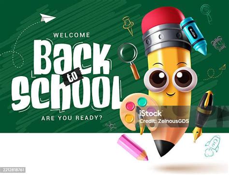 학교 칠판 인사말 클립 아트 템플릿 디자인으로 돌아 가기 귀여운 연필 문자 수채화 만년필과 함께 학교 인사말 텍스트 검사 보기에 대한 스톡 벡터 아트 및 기타 이미지