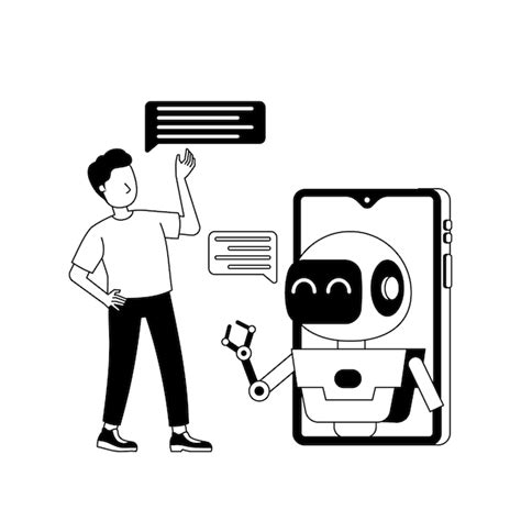 Premium Vector Human Interaction With Robot On Smartphone Or Chatbot