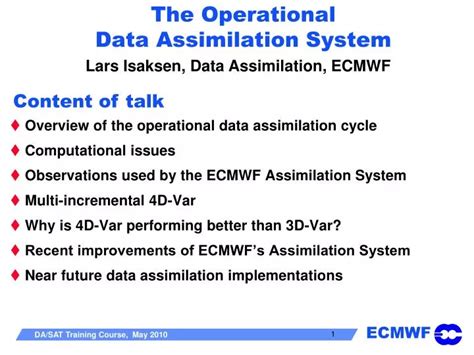 Ppt The Operational Data Assimilation System Powerpoint Presentation
