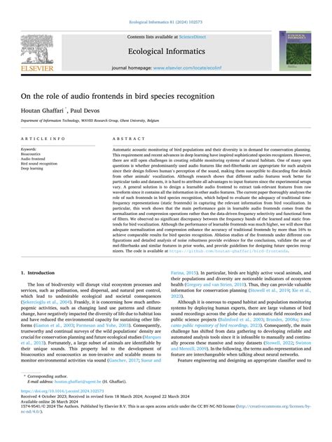 Pdf On The Role Of Audio Frontends In Bird Species Recognition
