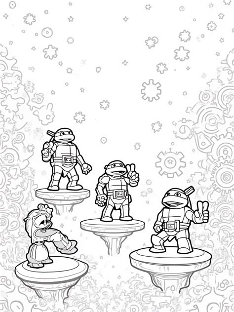 Tmnt Solving Giant Puzzles Coloring Page Free And Printable