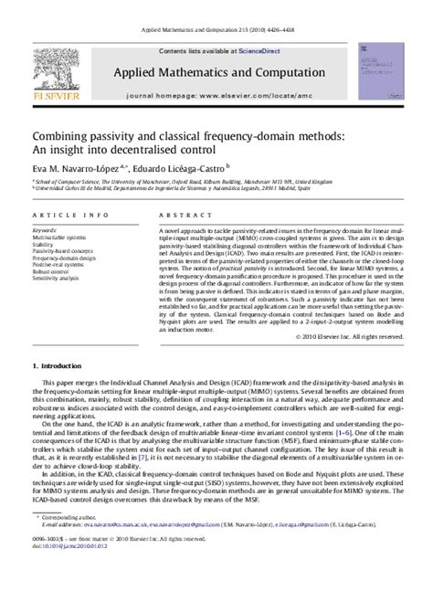 Pdf Combining Passivity And Classical Frequency Domain Methods An Insight Into Decentralised