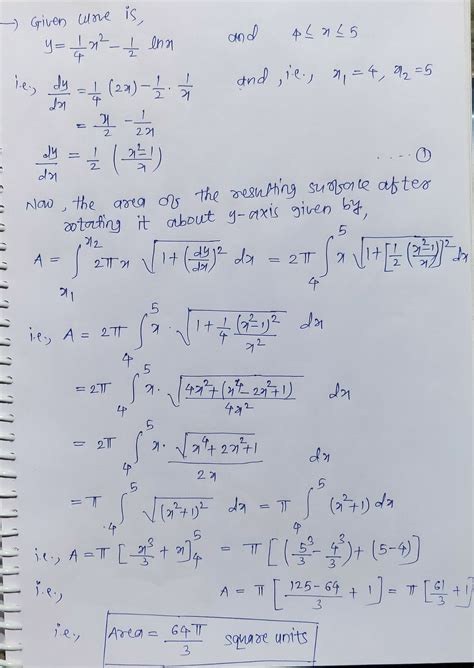 [solved] The Given Curve Is Rotated About The Y Axis Find The Area Of Course Hero