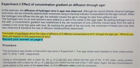 Solved Experiment 2 Effect Of Concentration Gradient On