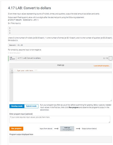 Solved LAB Convert To DollarsGiven Three Input Values Chegg Com