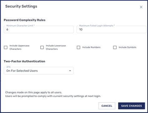 Setting A Password Security Requirement