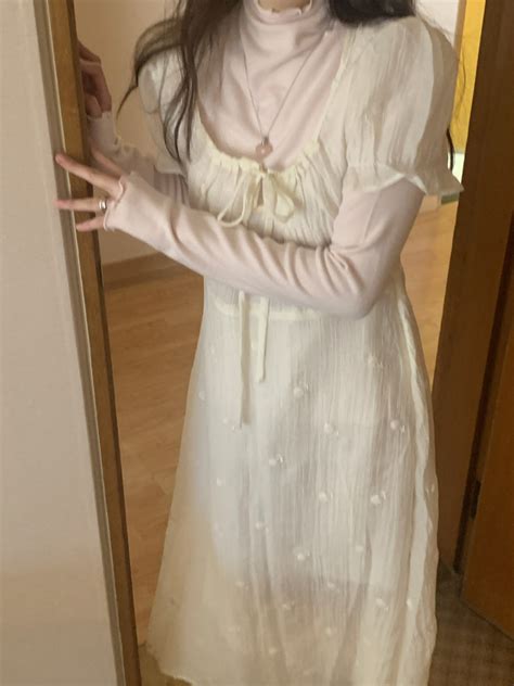 비밍위드 단델리온 자수 롱 원피스 위시버킷