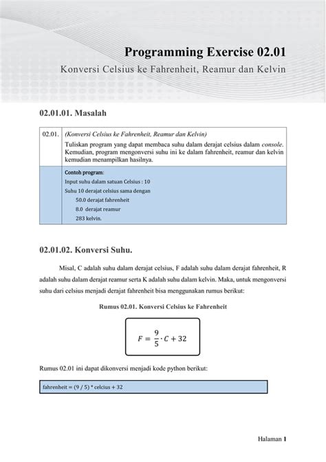 0201 Konversi Suhu Menggunakan Bahasa Pemrograman Python Pdf Free