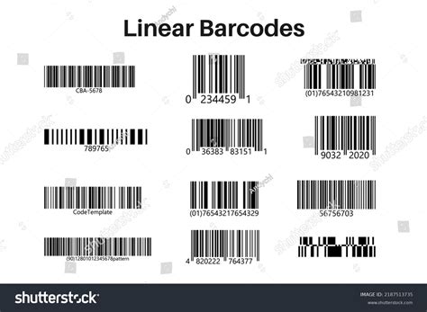 Set Linear Barcodes Codes On Isolated Stock Vector Royalty Free