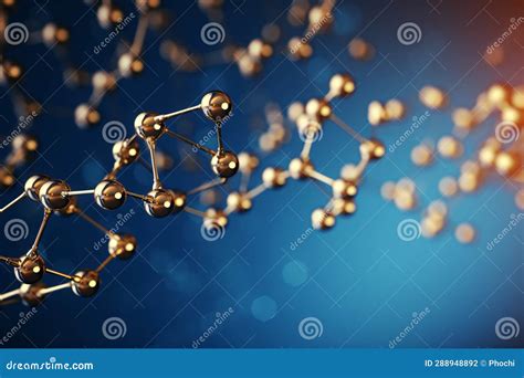 Molecular Chain 3d Render Abstract Nanotech Background With Molecule Atoms And Connections