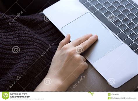Female Fingers Tap Double Click On The Touchpad Stock Image Image Of Hand Fingers