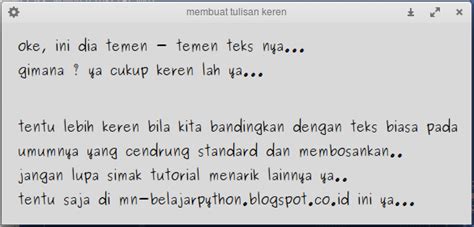 Cara Membuat Teks Keren Di Wiindow Tkinter ~ Belajar Python