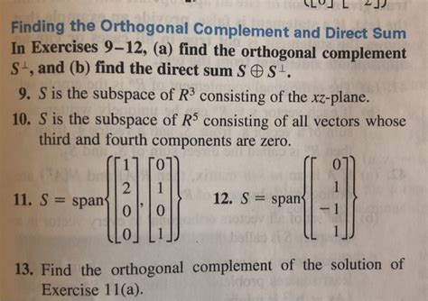 solved lul 2] finding the orthogonal complement and direct