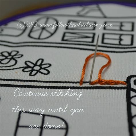 Follow The White Bunny Stem Stitch Tutorial