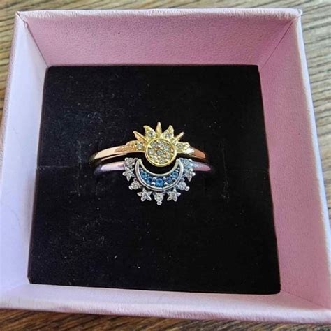Pandora Celestial Sparkling Sun And Moon Ring Set Size Depop
