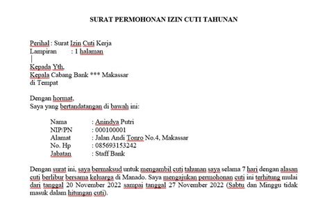 Rasmi Surat Permohonan Cuti Kerja Contoh Surat Permohonan Cuti Kerja