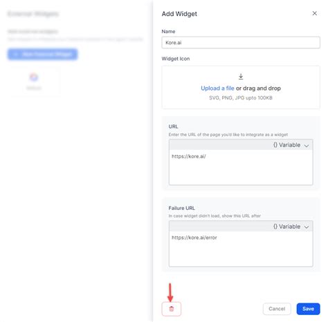 widget settings kore ai docs