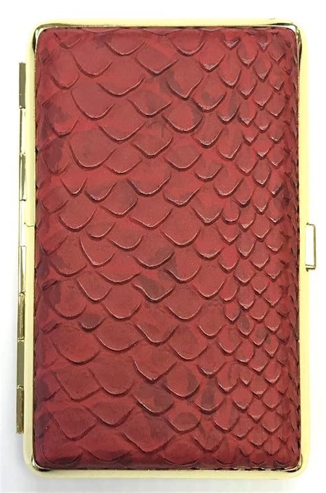 Eclipse Gold Frame Mixed Design Crushproof Leather Wrapped Metal Cigarette Case