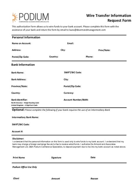 Fillable Online Wire Transfer Information Request Form Fax Email Print PdfFiller