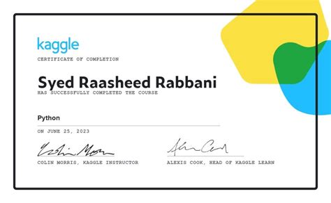 Raasheed Rabbani On Linkedin Pythoncertification Kagglecertification Pythonskills