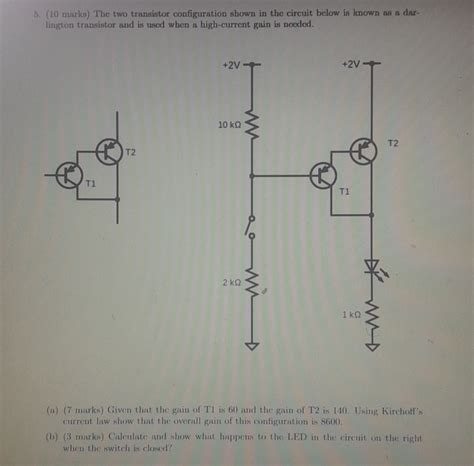 Solved 10 Marks The Two Transistor Configuration Shown In