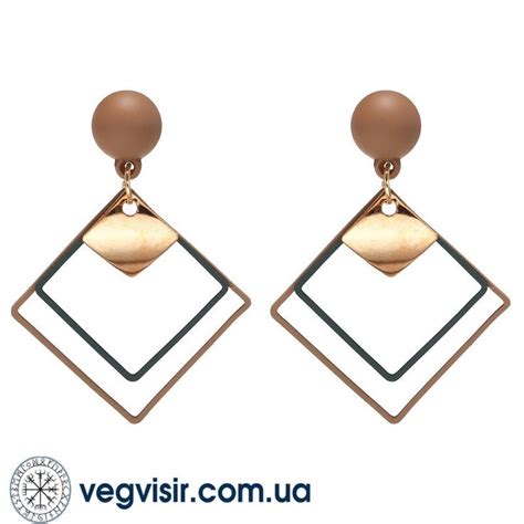 Модні Чорні Сережки Геометрія Ромб Квадратні Металеві Коричневі Довгі Висячі Сережки — Купити на