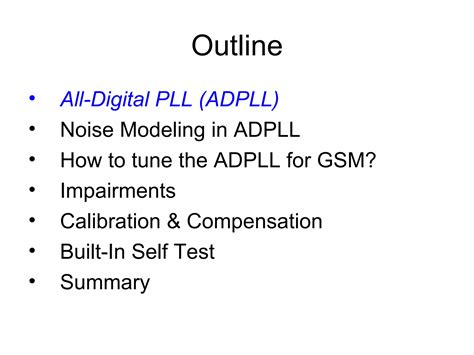 All Digital Phase Lock Loop 03 12 09 Ppt
