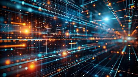 Premium Photo Abstract Digital Big Data Analysis Technology Network Connection Glowing Dot And