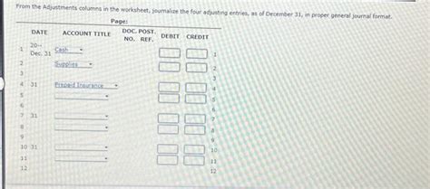 Solved From The Adjustments Columns In The Worksheet