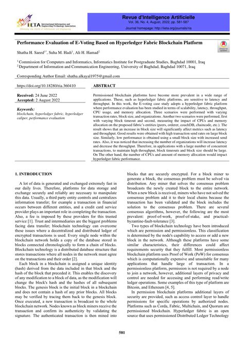 Pdf Performance Evaluation Of E Voting Based On Hyperledger Fabric Blockchain Platform
