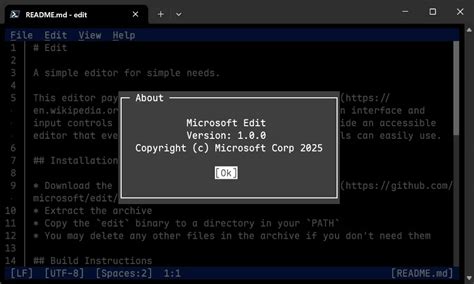 微软开源 Edit 命令行编辑器：rust 编写、不到 250kb