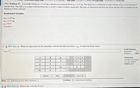 Solved Problem A Baseball Of Mass Ml Kg Is Chegg Com