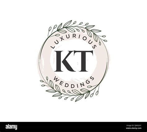 Kt Initials Letter Wedding Monogram Logos Template Hand Drawn Modern Minimalistic And Floral