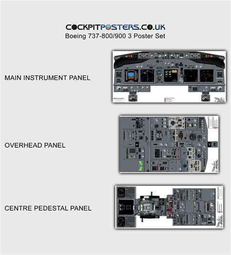 Boeing 737 800 Cockpit Poster B737ng Cockpit Training Poster Flight