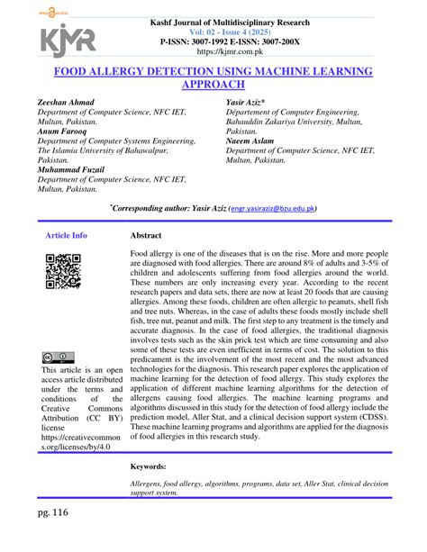 Pdf Food Allergy Detection Using Machine Learning Approach
