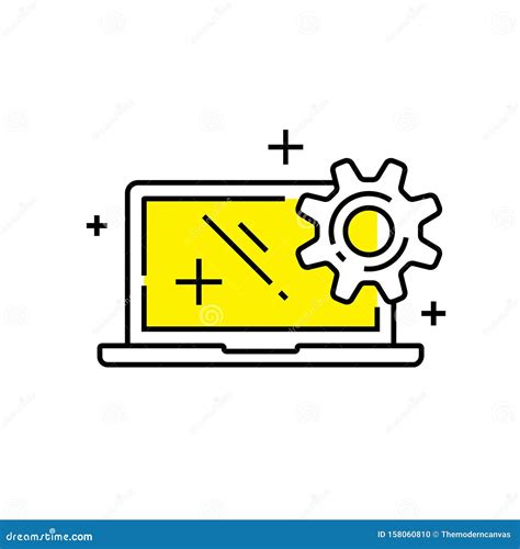 Laptop Settings Line Icon Stock Vector Illustration Of Configuration