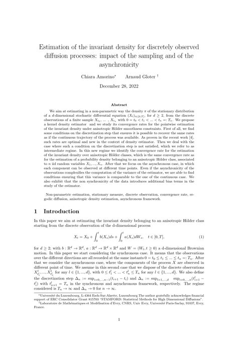 Pdf Estimation Of The Invariant Density For Discretely Observed Diffusion Processes Impact Of