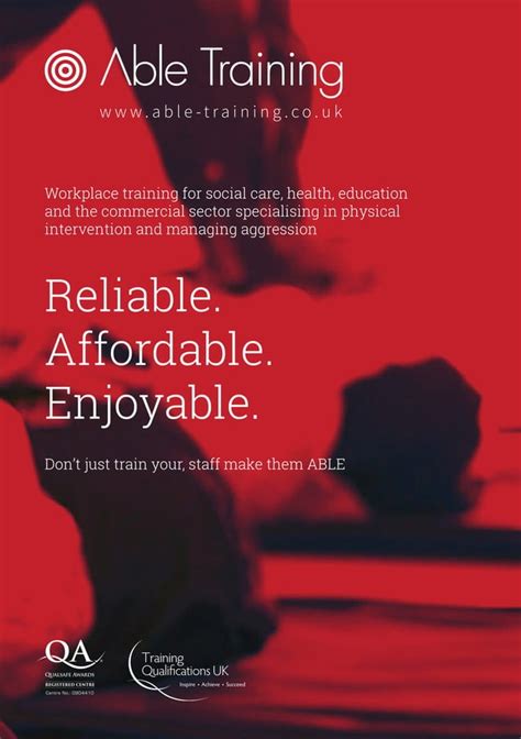 Able Training Full Course Brochure Pdf First Aid Injuries