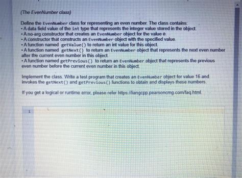 Solved The Evennumber Class Define The Evennumber Class