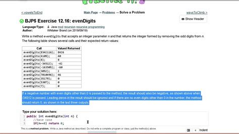 Java Practice It Exercise1216 Evendigits Recursion Recursive