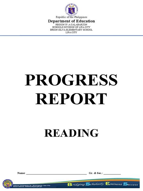 Progress Report In Reading Pdf Government Agencies Separation Of Powers