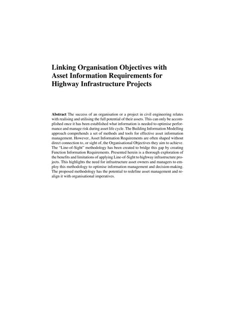 Pdf Linking Organisation Objectives With Asset Information