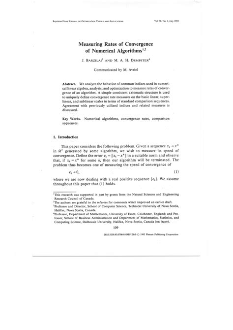 Pdf Measuring Rates Of Convergence Of Numerical Algorithms