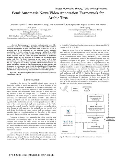 Pdf Semi Automatic News Video Annotation Framework For Arabic Text