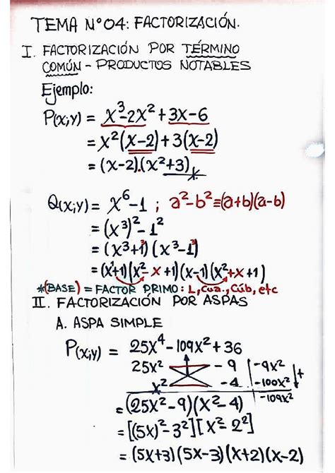 Casos Especiales De Factorización Apuntes De Matemáticas Docsity