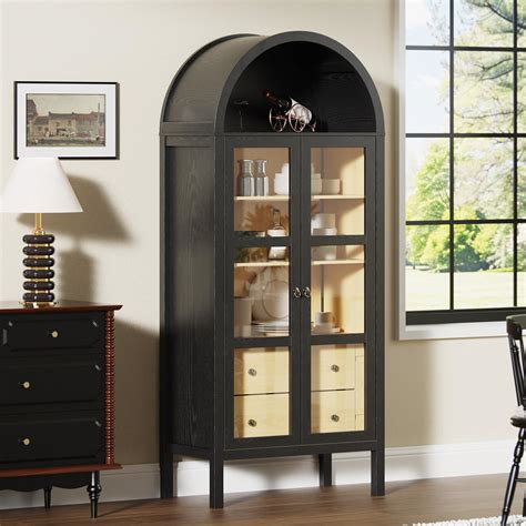 Roomtec Modern Farmhouse Arched Cabinet With Glass Doors72