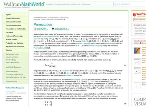 Wolfram Math World Permutation Website For 9th 10th Grade Lesson Planet