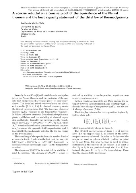Pdf A Concise Rebuttal On A Concise Proof Of The Equivalence Of The Nernst Theorem And The