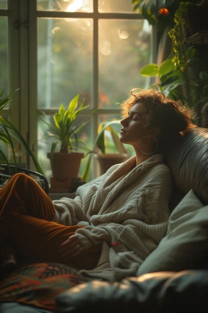 Unwinding At Home After A Busy Day Premium Ai Generated Image